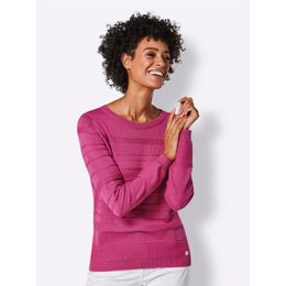 Strickpullover CREATION L PREMIUM "Baumwoll-Pullover" Gr. 40, pink (fuchsia) Damen Pullover