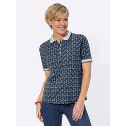 Poloshirt Casual Looks "Poloshirt" Gr. 54, blau (dunkelblau, ecru, bedruckt) Damen Shirts Jersey