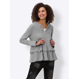 Shirtjacke Heine "Shirtjacke" Gr. 34, grau (steingrau) Damen Shirts Jersey