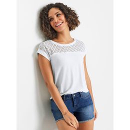 Spitzenshirt Inspirationen "Shirt" Gr. 50, weiß Damen Shirts Jersey