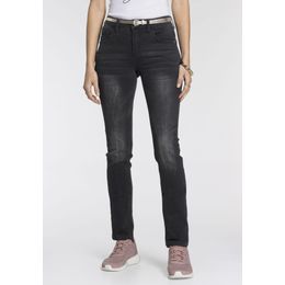 Relax-fit-Jeans Kangaroos "RELAX-FIT HIGH WAIST" Gr. 38, N-Gr, schwarz (black, used) Damen Jeans Ankle 7/8