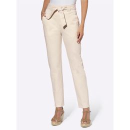 Bequeme Jeans Heine Gr. 46, Normalgrößen, beige (champagner) Damen Jeans High-Waist-Jeans