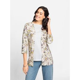 Shirtjacke Inspirationen "Shirtjacke" Gr. 52, beige (champagner, bedruckt) Damen Shirts Jersey