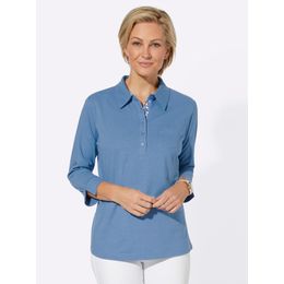 T-Shirt Classic Basics "Shirts" Gr. 46, blau (mittelblau, mittelblau, bedruckt) Damen Shirts Jersey