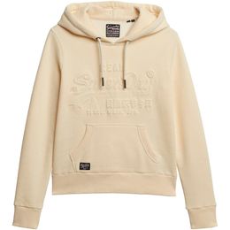 Kapuzensweatshirt Superdry "EMBOSSED VL GRAPHIC HOODIE" Gr. S, weiß (rice white) Damen Sweatshirts