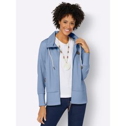 Shirtjacke Casual Looks "Sweatjacke" Gr. 52, blau (bleu) Damen Shirts Jersey