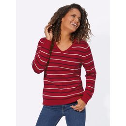 Strickpullover Casual Looks "Pullover" Gr. 44, rot (rot, gestreift) Damen Pullover