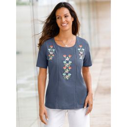 Rundhalsshirt Inspirationen "Shirt" Gr. 54, blau (rauchblau) Damen Shirts Jersey