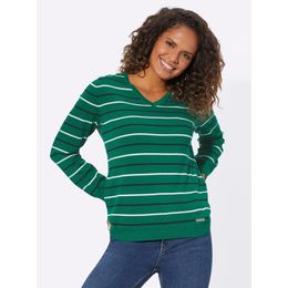 Strickpullover Casual Looks "Pullover" Gr. 54, grün (grün, gestreift) Damen Pullover