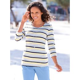 3/4-Arm-Shirt Casual Looks "Ringelshirt" Gr. 54, gelb (sonnengelb, weiß, geringelt) Damen Shirts Jersey