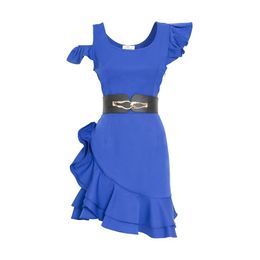 Influencer Kleid Damen Gr&ouml;&szlig;e 38 royalblau / gold / schwarz Winterkleid