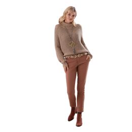 Strickpullover Linea Tesini BY HEINE "Pullover" Gr. 40/42, braun (hellbraun) Damen Pullover Rollkragenpullover