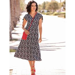 Jerseykleid Inspirationen "Jersey-Kleid" Gr. 22, Kurzgrößen, bunt (schwarz, rot, bedruckt) Damen Kleider Freizeitkleider