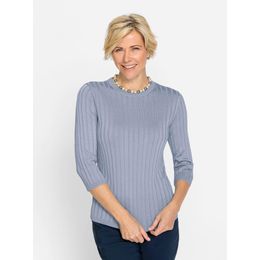 3/4 Arm-Pullover CLASSIC "Pullover" Gr. 52, blau (bleu) Damen Pullover