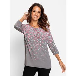 Print-Shirt Inspirationen "Tunikashirt" Gr. 54, rosa (grau, flamingo, bedruckt) Damen Shirts Jersey