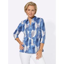 Poloshirt Classic Basics "Poloshirt" Gr. 54, blau (mittelblau, weiß, bedruckt) Damen Shirts Jersey
