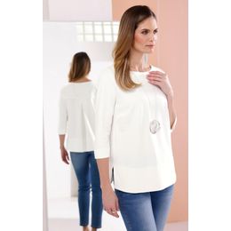 3/4-Arm-Shirt Heine "Shirt" Gr. 50, beige (ecru) Damen Shirts Jersey