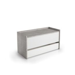 Schuhbank Inosign "BAULE" Sitzbänke Gr. B/H/T: 90 cm x 46 cm x 40 cm, weiß (weiß, beton) Schuhbänke und Schuhtruhen Truhe Contemporary mit Stauraum große Schubladr