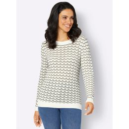 Ajourpullover Inspirationen "Ajour-Pullover" Gr. 54, beige (ecru, khaki, bedruckt) Damen Pullover Ajourpullover