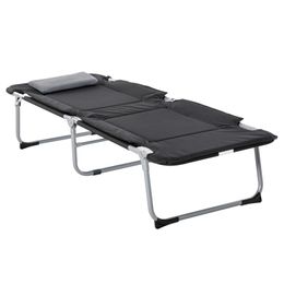 Outsunny Campingbett mit rutschfesten Füßen schwarz, silber 183 x 66 x 33 cm (LxBxH)