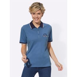 Poloshirt Casual Looks "Poloshirt" Gr. 44, blau (mittelblau) Damen Shirts Jersey