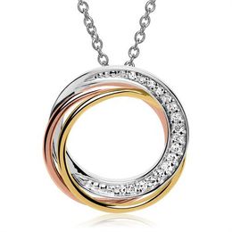 UNIQUE Kette Anhänger 585er Gold tricolor Diamanten