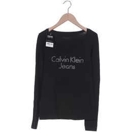 Calvin Klein Jeans Damen Langarmshirt, schwarz, Gr. 36