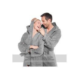 aqua-textil Bademantel Saunamantel Frottee Mantel Kapuze für Sie&Ihn Föhr XS grau