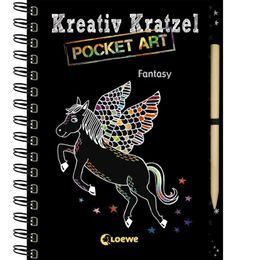Loewe Kreativ-Kratzelbuch / Kreativ-Kratzel Pocket Art - Fantasy, Kartoniert (TB)
