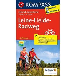 KOMPASS Fahrrad-Tourenkarte Leine-Heide-Radweg 1:50.000, Karte (im Sinne von Landkarte)
