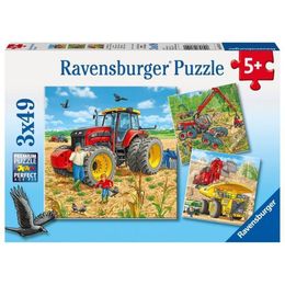 RAVENSBURGER VERLAG Puzzle GROßE MASCHINEN 3x49-teilig
