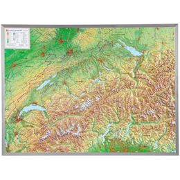 Schweiz, Reliefkarte, Groß, m. Aluminiumrahmen - André Markgraf, Mario Engelhardt, Karte (im Sinne von Landkarte)