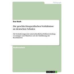 GRIN Die geschlechtsspezifischen Verhältnisse an deutschen Schulen - Eva Koch, Kartoniert (TB)