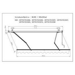 TrendLine Gelenkarm-Markise 3 x 2,5 m gelb-schwarz gestreift