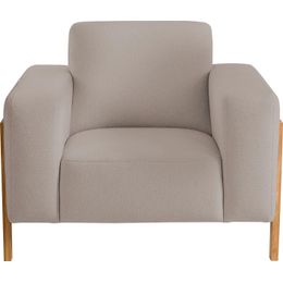 exxpo - sofa fashion Sessel, im Scandinavian Design, mit Massive Holzfüße, frei im Raum stellbar, beige