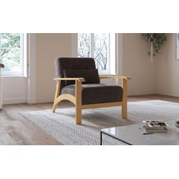 Sit & More sit&more Sessel Billund, Armlehnen aus eichefarbigem Buchenholz, verschiedene Bezüge und Farben, grau