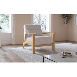 Sit & More sit&more Sessel Billund, Armlehnen aus eichefarbigem Buchenholz, verschiedene Bezüge und Farben, beige