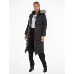 Tommy Hilfiger Daunenmantel TYRA DOWN MAXI WITH FUR mit Stehkragen, schwarz