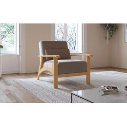 Sit & More sit&more Sessel Billund, Armlehnen aus eichefarbigem Buchenholz, verschiedene Bezüge und Farben, braun