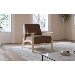 Sit & More sit&more Sessel Billund, Armlehnen aus Buchenholz in natur, verschiedene Bezüge und Farben, braun