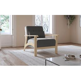 Sit & More sit&more Sessel Billund, Armlehnen aus Buchenholz in natur, verschiedene Bezüge und Farben, grau