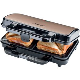 Bestron Sandwichmaker ASM90XLSAT, antihaftbeschichtet, für 2 Sandwiches, 900 W, braun|schwarz