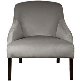 Fink Loungesessel Sessel, mit schmalen Armlehnen, massive Holzbeine in Buche schwarz, grau