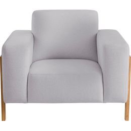 exxpo - sofa fashion Sessel, im Scandinavian Design, mit Massive Holzfüße, frei im Raum stellbar, grau
