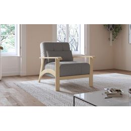 Sit & More sit&more Sessel Billund, Armlehnen aus Buchenholz in natur, verschiedene Bezüge und Farben, grau