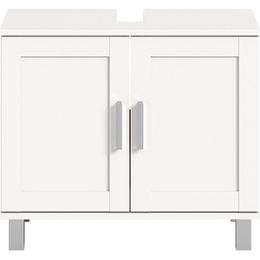 Welltime Waschbeckenunterschrank Atri (1-St) Bad Möbel, 2 Türen, inkl. Siphonausschnitt, Breite 65 cm, weiß
