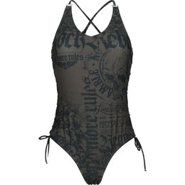 Rock Rebel by EMP Swimsuit with Skulls and Lacing Badeanzug schwarz in L