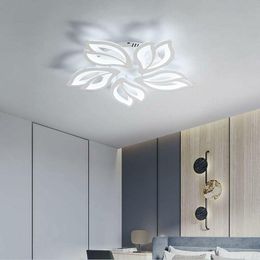 Moderne LED-Deckenleuchte in kreativem Blumen-Design - 65W Deckenlampe mit 5 Köpfen und weißen Blütenblättern für Wohnzimmer, Schlafzimmer, Esszimmer