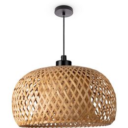 Paco Home - Deckenlampe Bambus Hängeleuchte Boho Wohnzimmer Korblampe Hängend Vintage E27 Natur (Ø30cm), Pendelleuchte - Typ 2