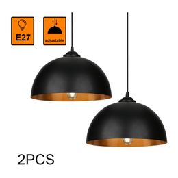 VINGO - Pendelleuchte Lampenschirm 2er Set Pendellampe Industrielle Vintage Metall E27 Hängelampe 60W Hängeleuchte Deckenlampe ø 30cm - schwarz